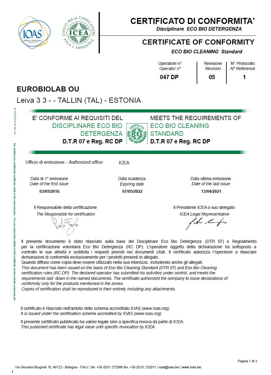 ORGANIC PEOPLE Certificates